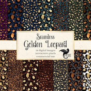 Golden Leopard Digital Paper, Seamless Cheetah Skin Pattern Backgrounds ...