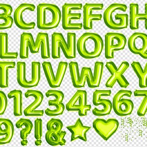 Lime Green Foil Balloon Alphabet Clip Art (PNG Digital Download) - Etsy