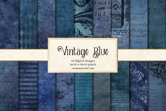 Vintage Blue Scrapbook Paper