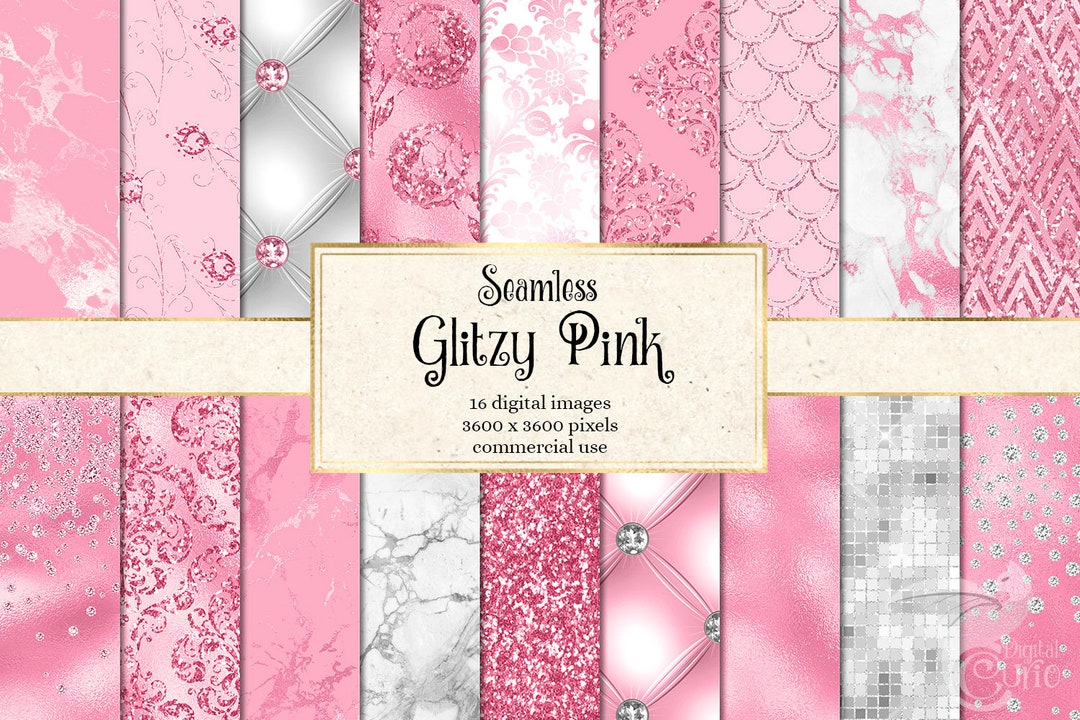 Glitzy Pink Digital Paper, Glitter Marble Foil Textures (digital ...