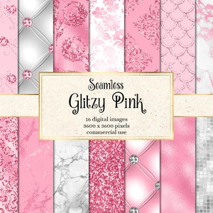 Glitzy Pink Digital Paper, Glitter Marble Foil Textures (digital ...