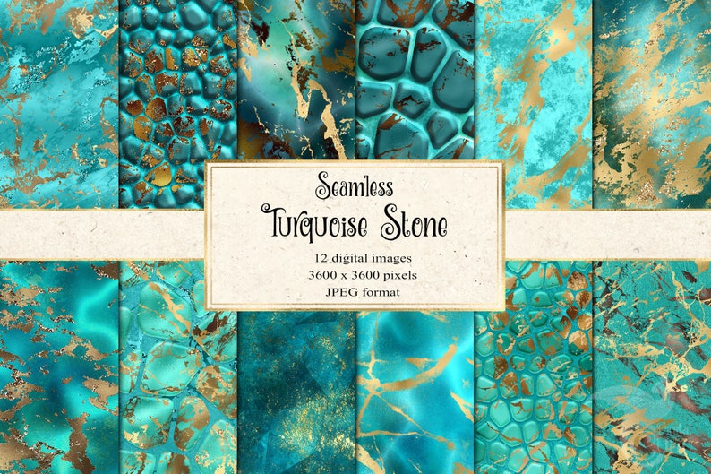 Turquoise Stone Digital Paper Jewel Marble Texture - Etsy
