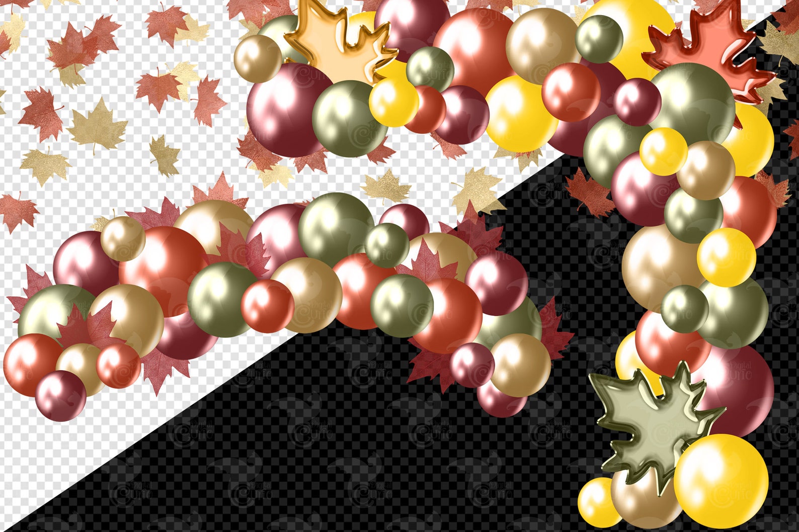 Fall Balloon Clipart, Autumn Glitter Overlays (digital Download) - Etsy