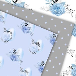 Blue Easter Egg Digital Paper, Seamless Easter Patterns With Baby Blue ...