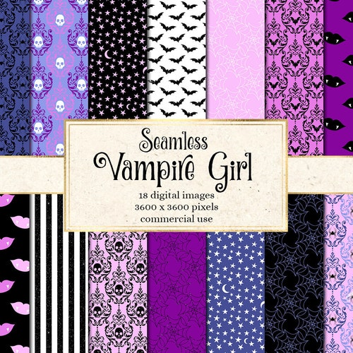 Vampire Girl Digital Paper Seamless Vampire Patterns With - Etsy