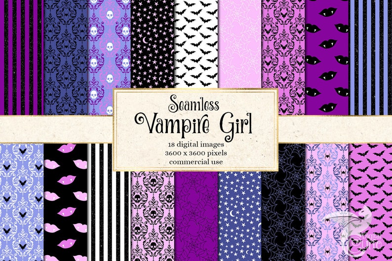 Vampire Girl Digital Paper Seamless Vampire Patterns With - Etsy