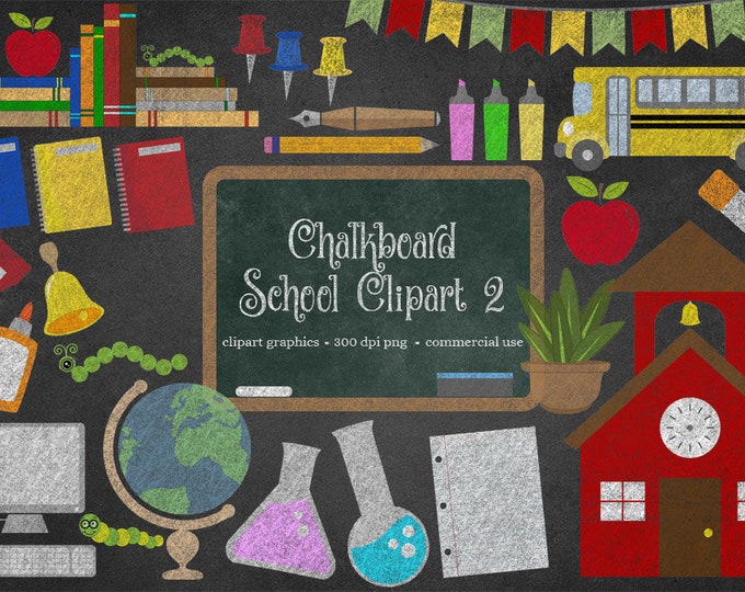 Chalkboard Back to School Clipart Clip Art, Chalk Board Teacher Clipart ...