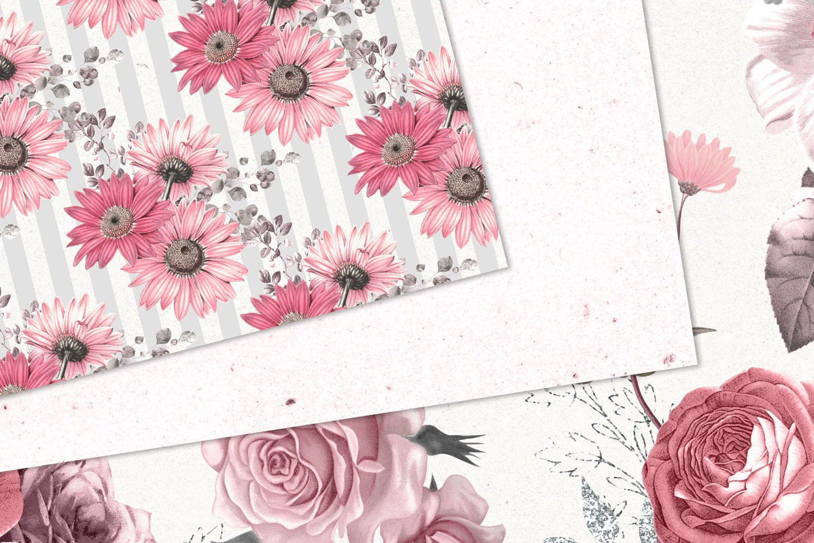 Pink Floral Digital Paper, Seamless Flower Backgrounds (digital ...