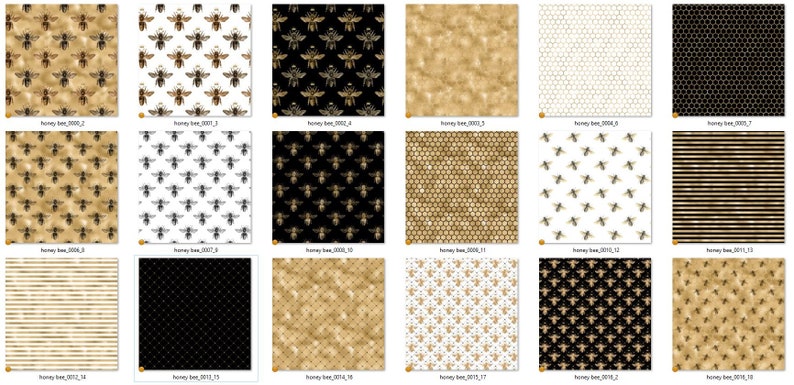 Honey Bee Digital Paper, Black and Gold Scrapbook Patterns (digital ...