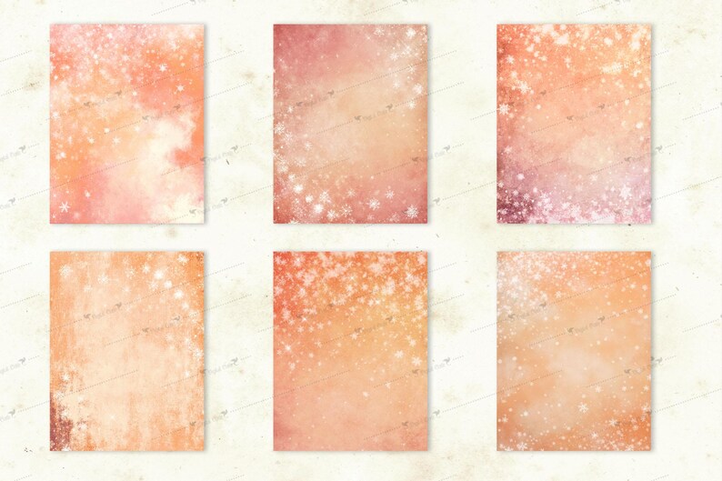 Peachy Snowflake Digital Paper, Scrapbook Journal Pages (digital ...