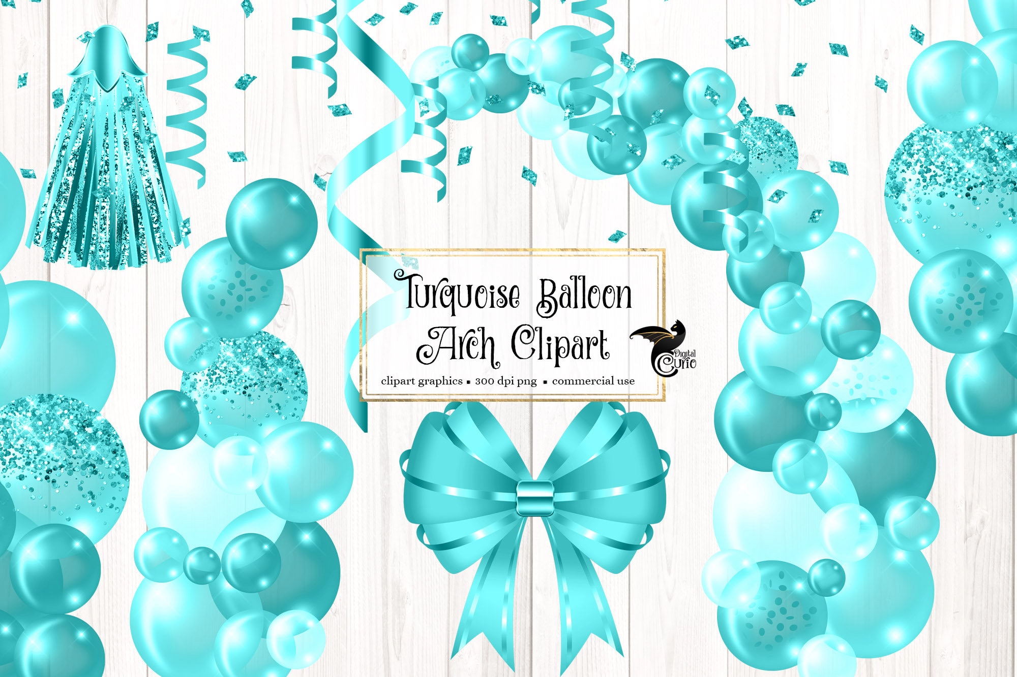 Turquoise Balloon Arch Clipart Glam Balloon Png Digital - Etsy