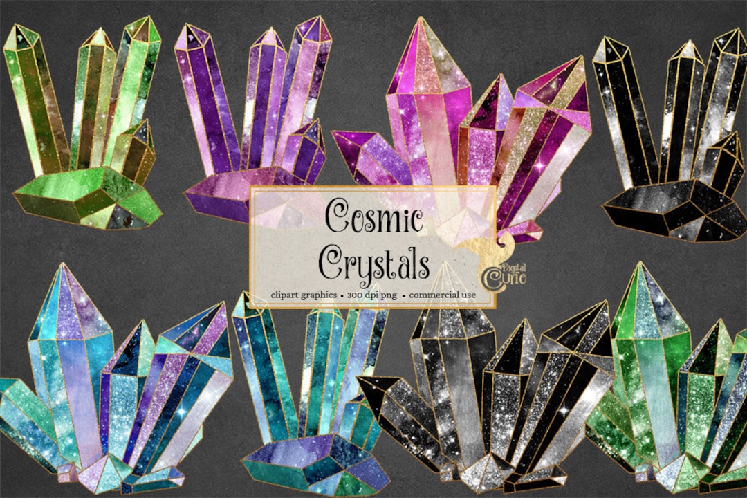 Cosmic Crystals Clipart, Galaxy Watercolor PNG (digital Download) - Etsy