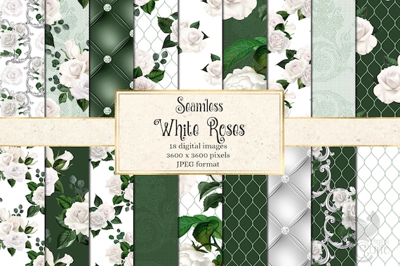 White Rose Digital Paper Seamless Wedding Backgrounds - Etsy