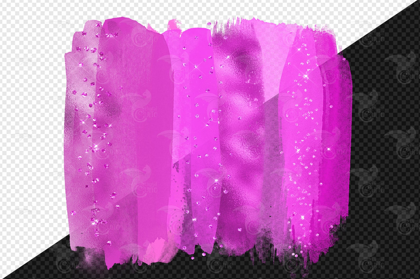 Hot Pink Brush Strokes Clipart Glitter Watercolor Paint | Etsy