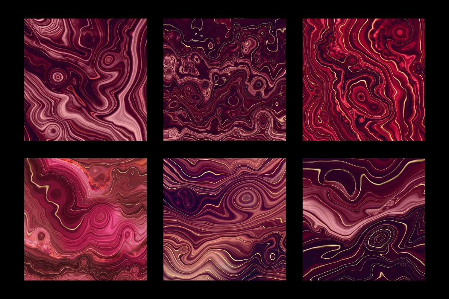 Strata Garnet Digital Paper and Border Overlays With Gold - Etsy