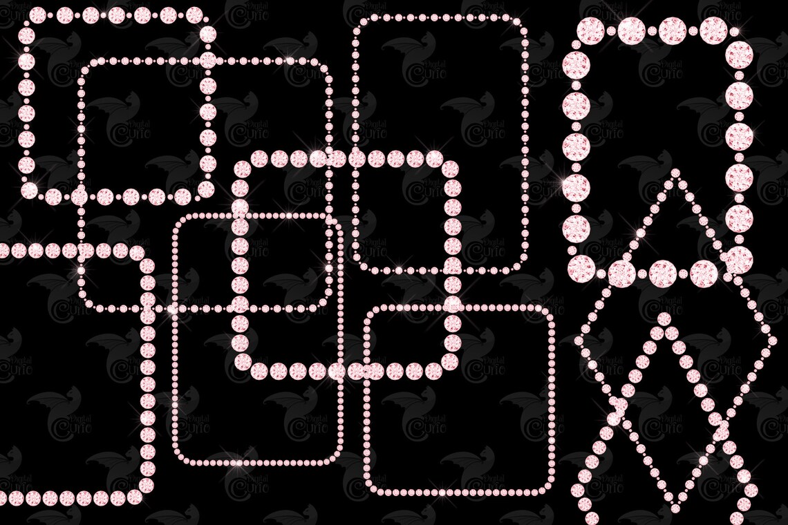 Blush Pink Diamond Frames Clipart Glam Wedding Bling Frame - Etsy