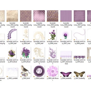 Lavender and Ivory Digital Scrapbooking Kit, Clipart, Digital Paper ...