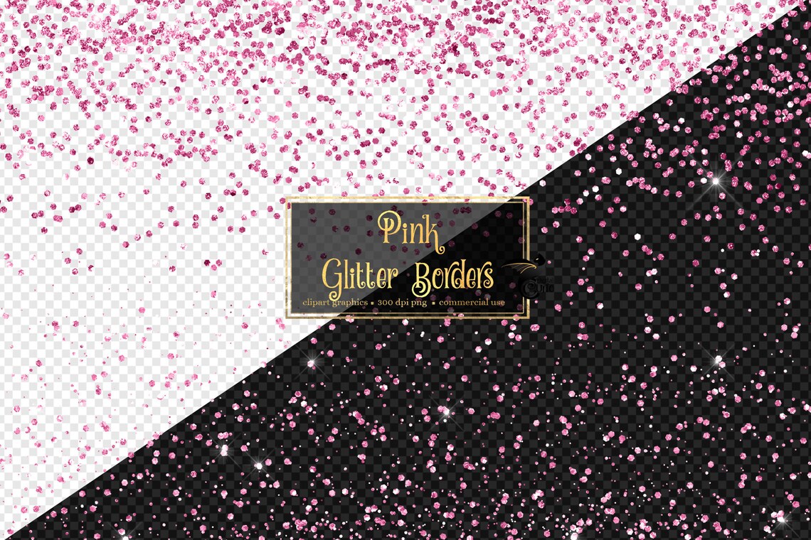 Pink Glitter Borders Clipart Pink Glitter Png Overlays Clip | Etsy