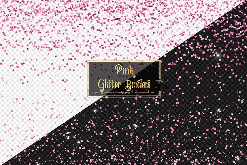 Pink Glitter Borders Clipart Pink Glitter Png Overlays Clip | Etsy