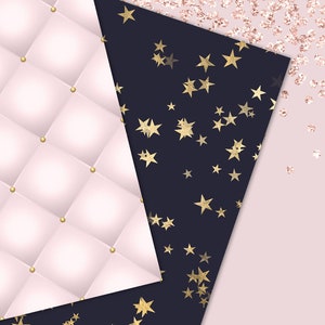Delicate Blush Digital Paper, Seamless Blush Pink and Navy Blue ...