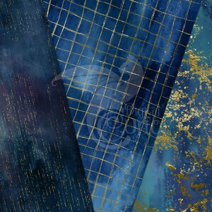 Fine Art Blue and Gold Textures - Painted Digital Backgrounds for ...