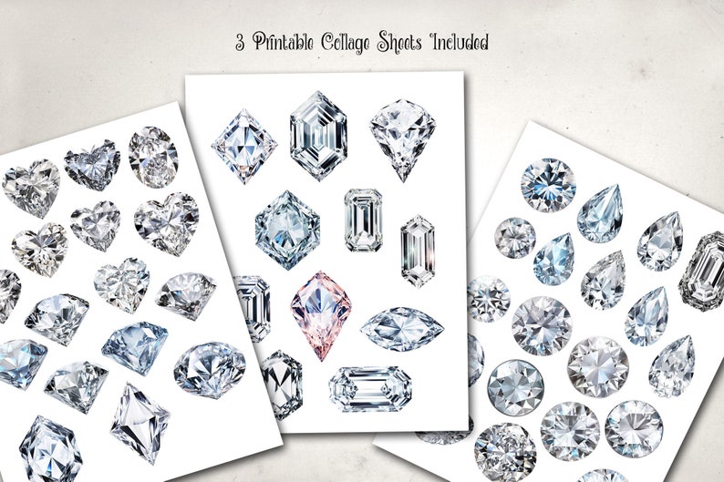 Diamond Clipart Graphics – Gemstone Collage Sheets (digital Download ...
