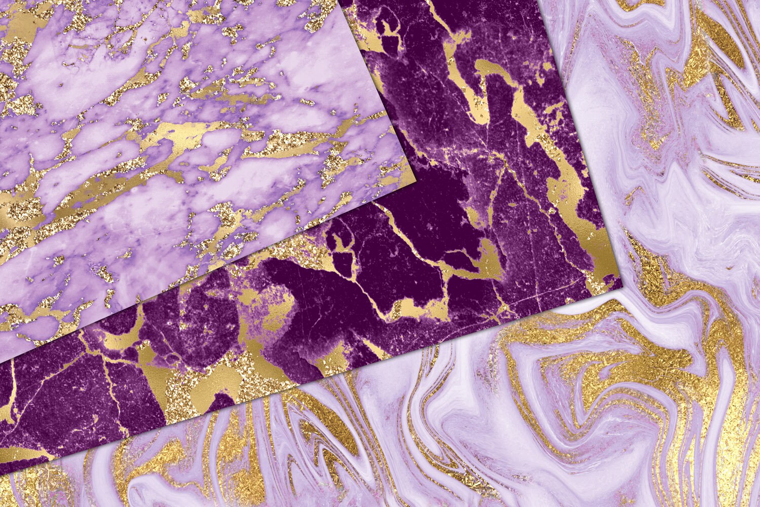 Purple and Gold Marble Digital Paper, Seamless Textures (digital ...