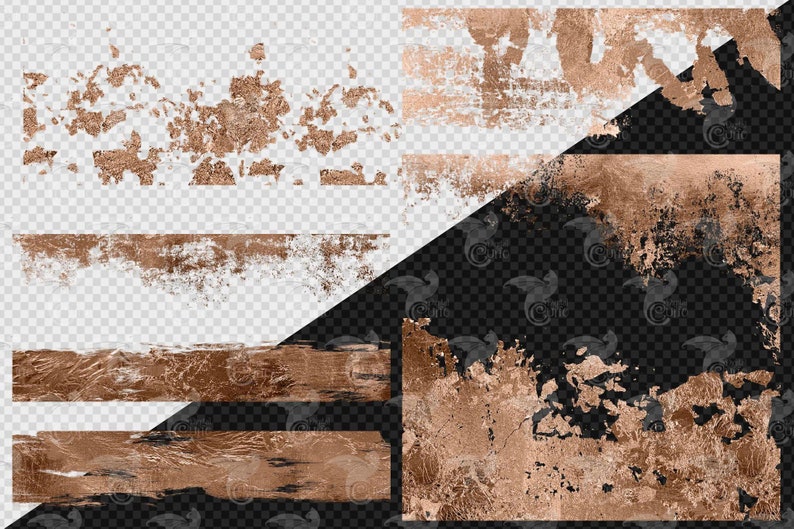 Rose Gold Flake Borders Clip Art Faux Gold Foil Digital - Etsy