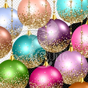 Gold Glitter Christmas Ball Ornaments Clipart, PNG (digital Download ...