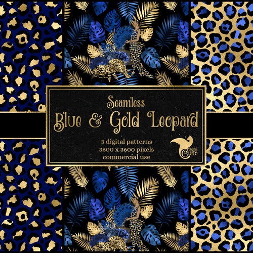 Teal and Gold Leopard Digital Paper Seamless Leopard Spot - Etsy