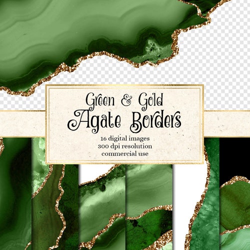 White and Rose Gold Agate Borders Digital Watercolor Geode - Etsy