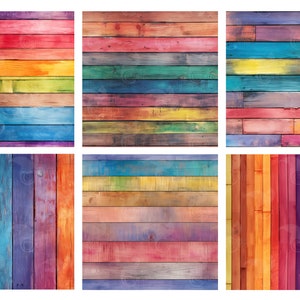 Rainbow Wood Textures Digital Paper, Seamless Rustic Wood Digital Paper ...