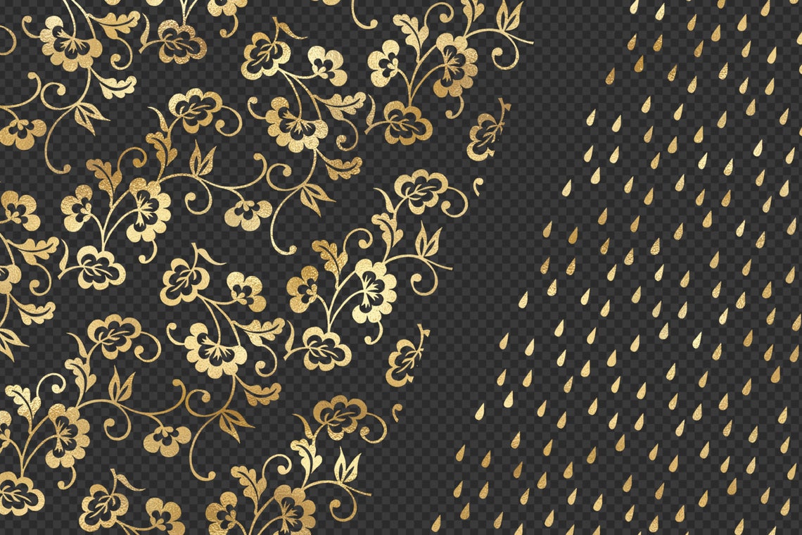 Gold Foil Pattern Overlays, Seamless PNG, Digital Paper (instant ...