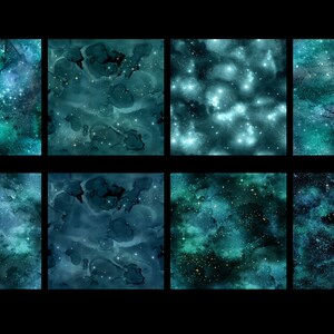Teal Galaxy Digital Paper - Seamless Watercolor Textures With Gold ...