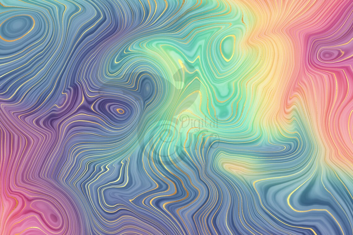 Rainbow Stata Textures Digital Papers With Gold Vein Agate - Etsy