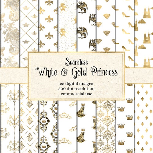 Gold and White Digital Paper Seamless Gold Foil Backgrounds - Etsy
