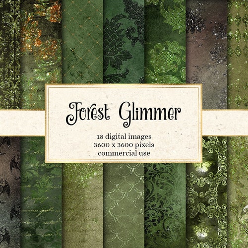 Nightfall Glimmer Digital Paper Teal Gothic Vintage - Etsy