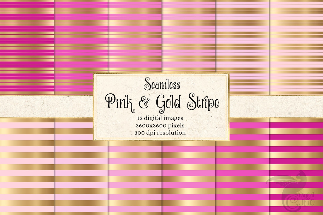 Pink and Gold Stripes Digital Paper - Seamless Luxury Glam Pattern ...