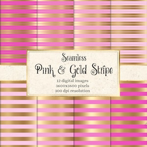 Pink and Gold Stripes Digital Paper - Seamless Luxury Glam Pattern ...