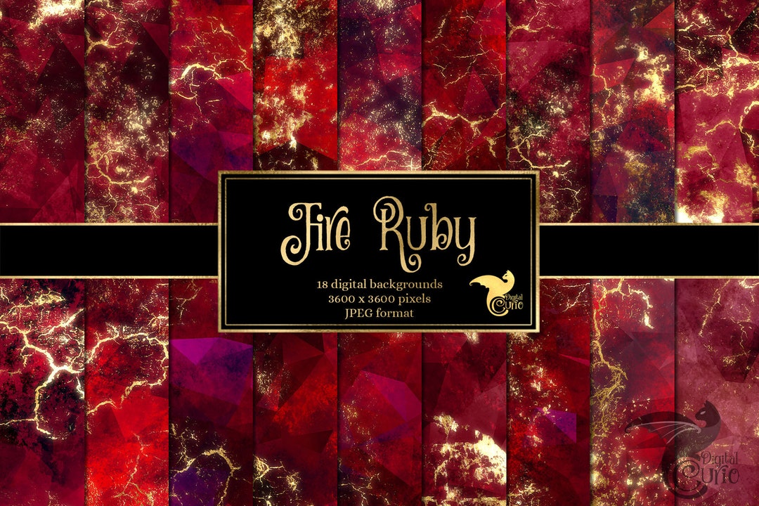 Fire Ruby Digital Paper, Jewel Texture Backgrounds Printable Scrapbook ...