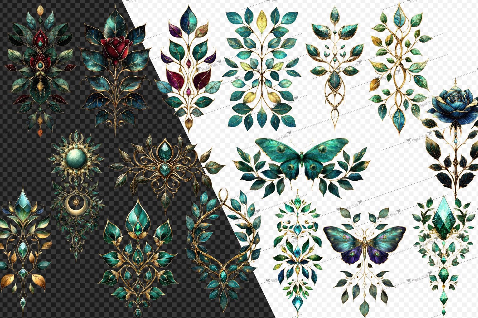 Elven Forest Emblems – Fantasy Leaf & Tree Graphics (PNG, Digital ...