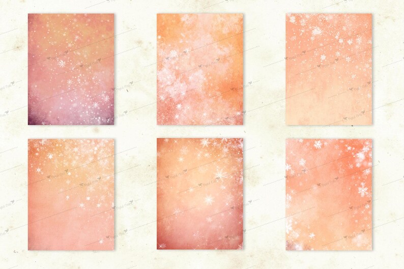 Peachy Snowflake Digital Paper, Scrapbook Journal Pages (digital ...