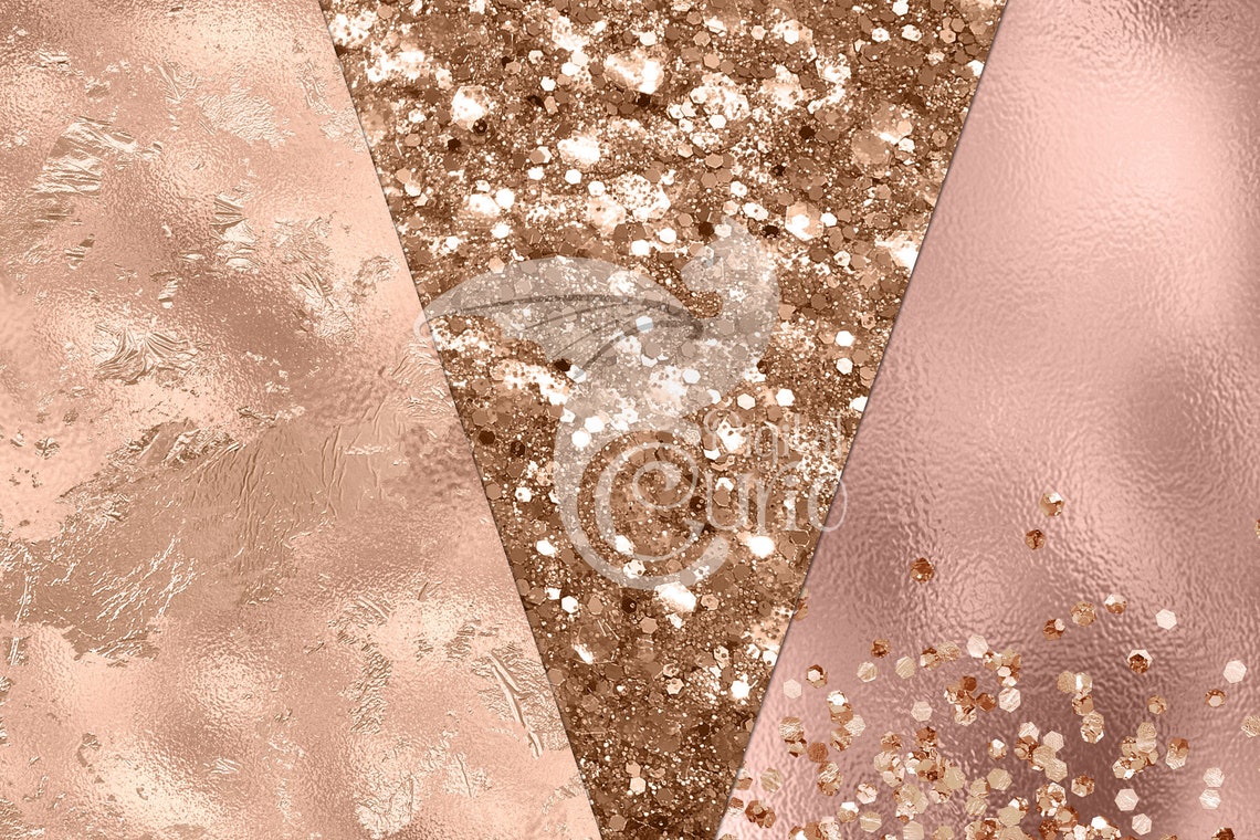 Rose Gold and Glitter Textures Digital Rose Gold Foil Shimmer | Etsy