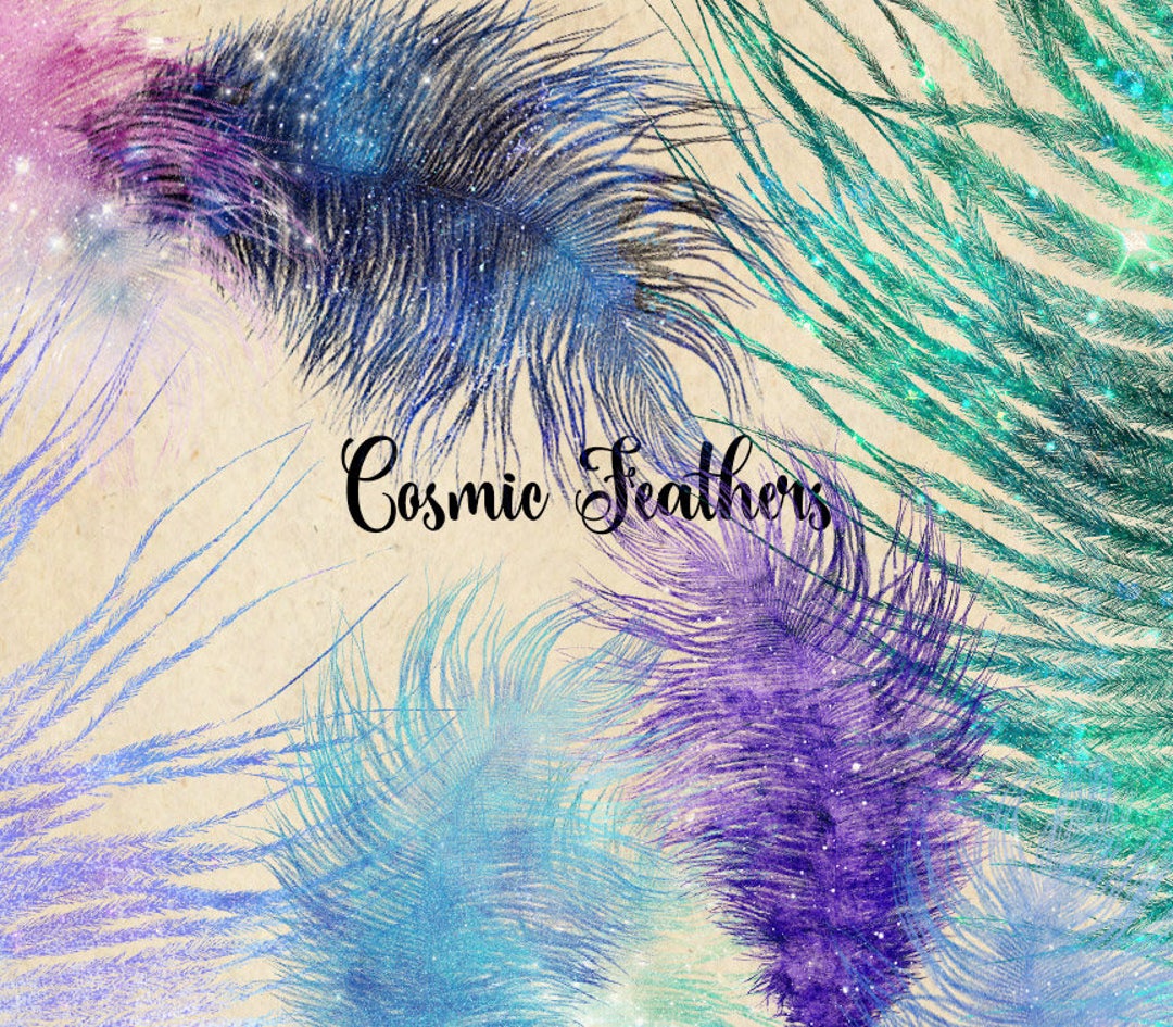 Cosmic Feathers Clipart, Galaxy Nebula Watercolor Bird Feathers Clip ...