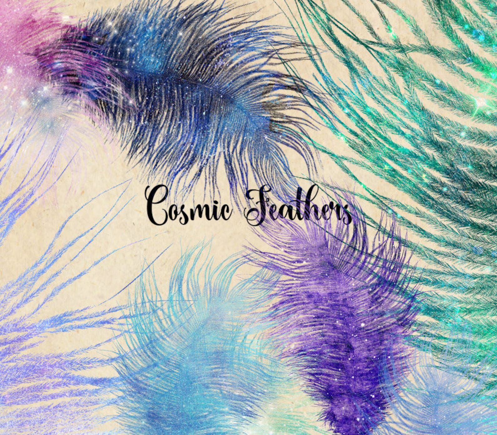 Galaxy Feathers Clipart, Watercolor Nebula Graphics (digital Download ...