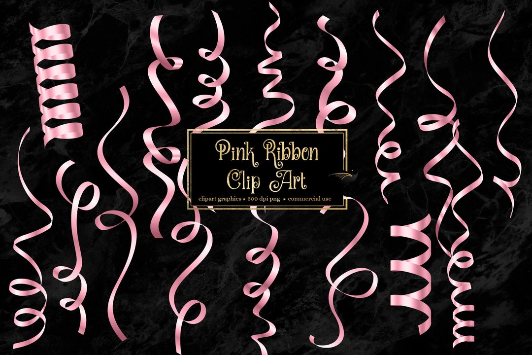Ribbon Clip Art - Pink Curling Ribbon in Png Format Instant Download ...