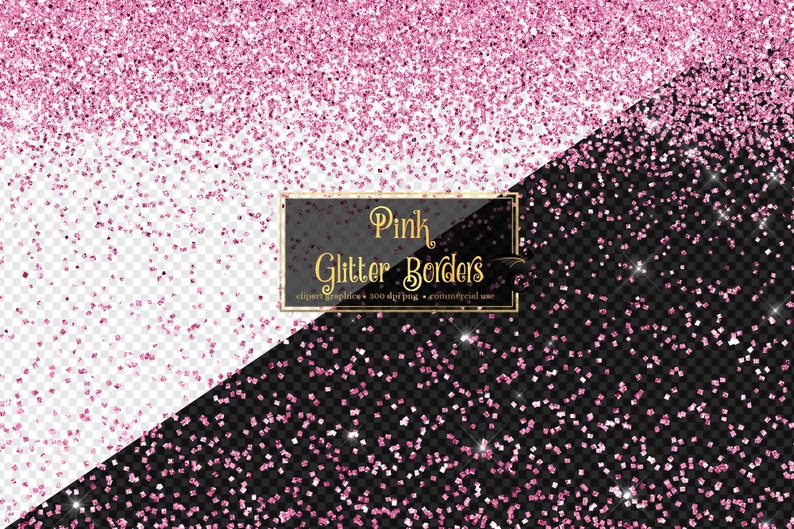 Pink Glitter Borders Clipart Pink Glitter Png Overlays Clip | Etsy