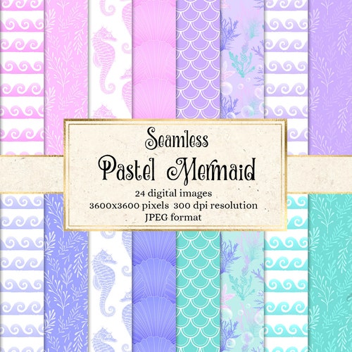 Mermaid Digital Paper - Etsy