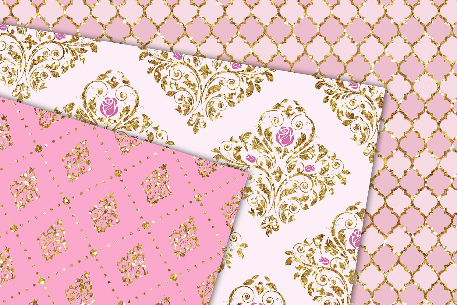 Pink and Gold Glitter Digital Paper Seamless Gold Glitter - Etsy
