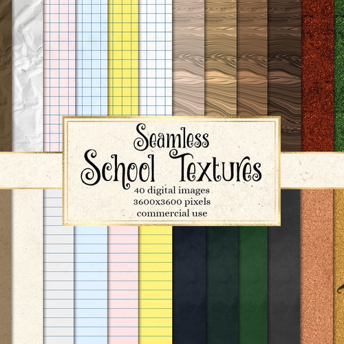 School Textures Digital Paper Seamless Back to School - Etsy